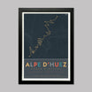 Alpe d'Huez Cycling Route Map | Art Print | Pedal Strokes Design